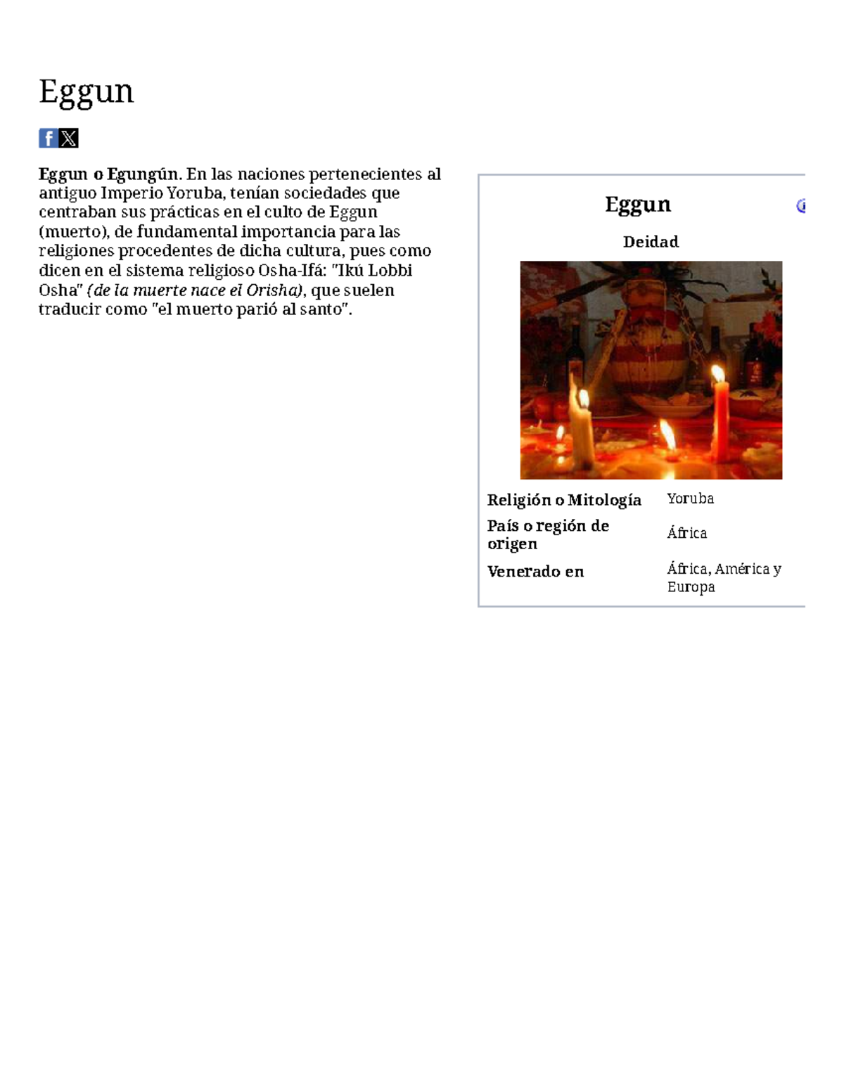 Culto a Eggun: Prácticas y Ceremonias en la Religión Yoruba - Studocu