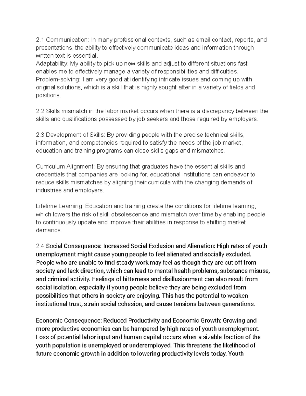 LO Task Act 2: Communication, Skills Mismatch & Youth Unemployment ...