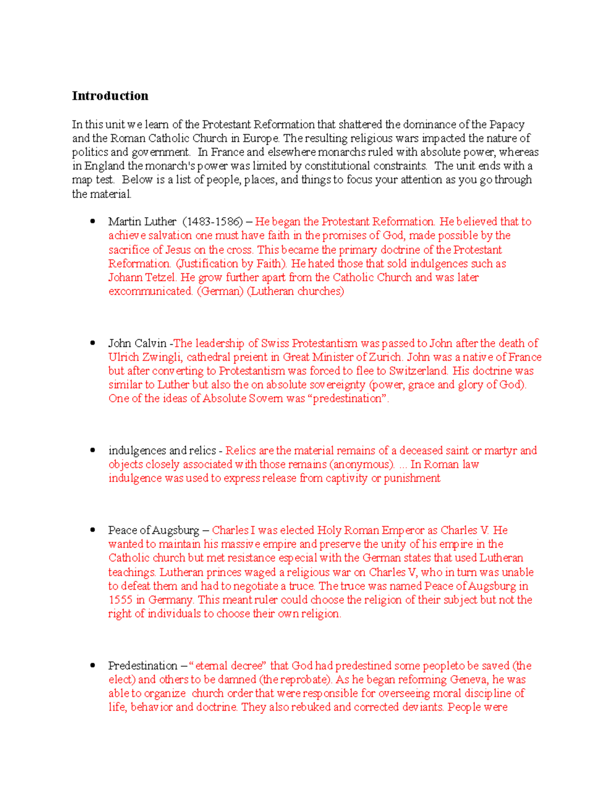 Chapter 15: Study Notes on the Protestant Reformation & Its Effects ...
