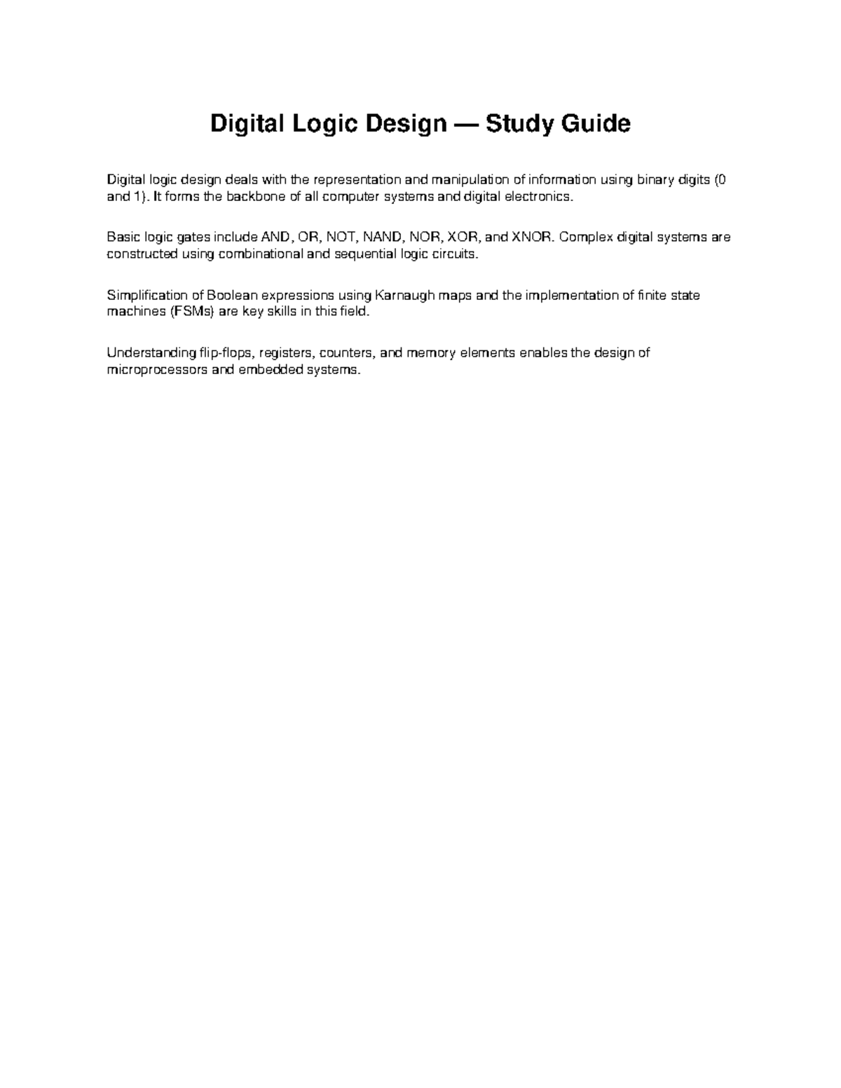 Digital Logic Design — Study Guide - It forms the backbone of all ...