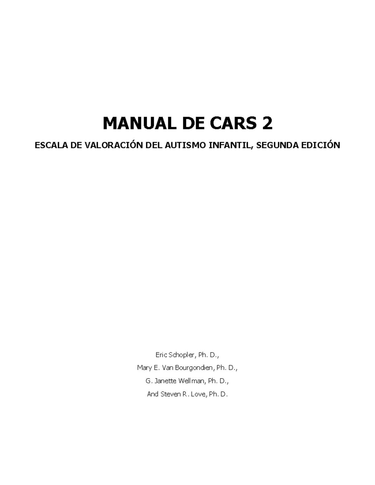 Manual de CARS2: Escala de Valoración del Autismo Infantil, 2ª Ed ...