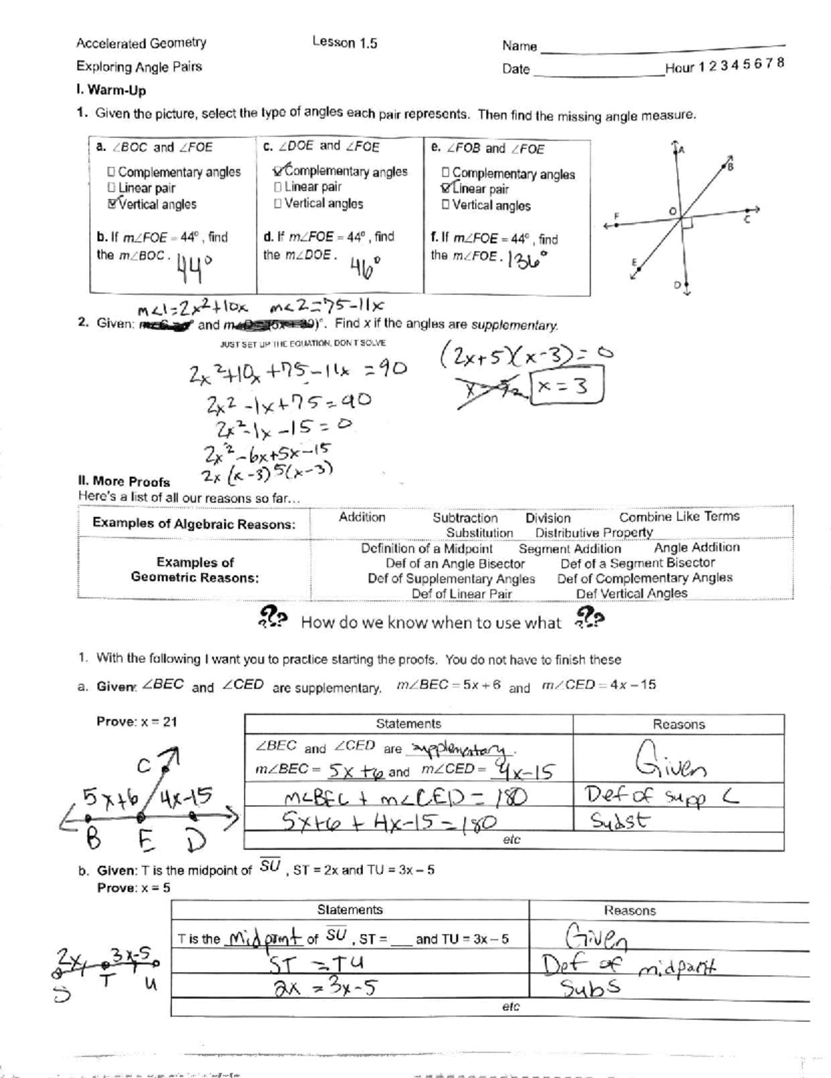 Exploring Angle Pairs - Geometry 301 Final Exam Notes - Studocu