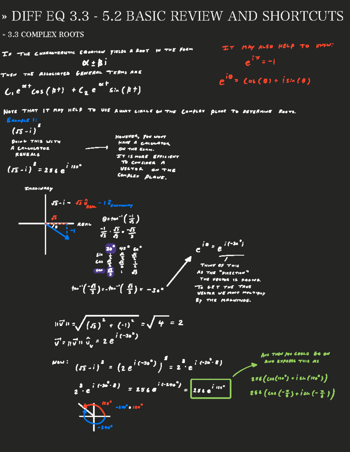 DIFF EQ 3.3 Exam 2 Review: Complex Roots & Shortcuts - Studocu
