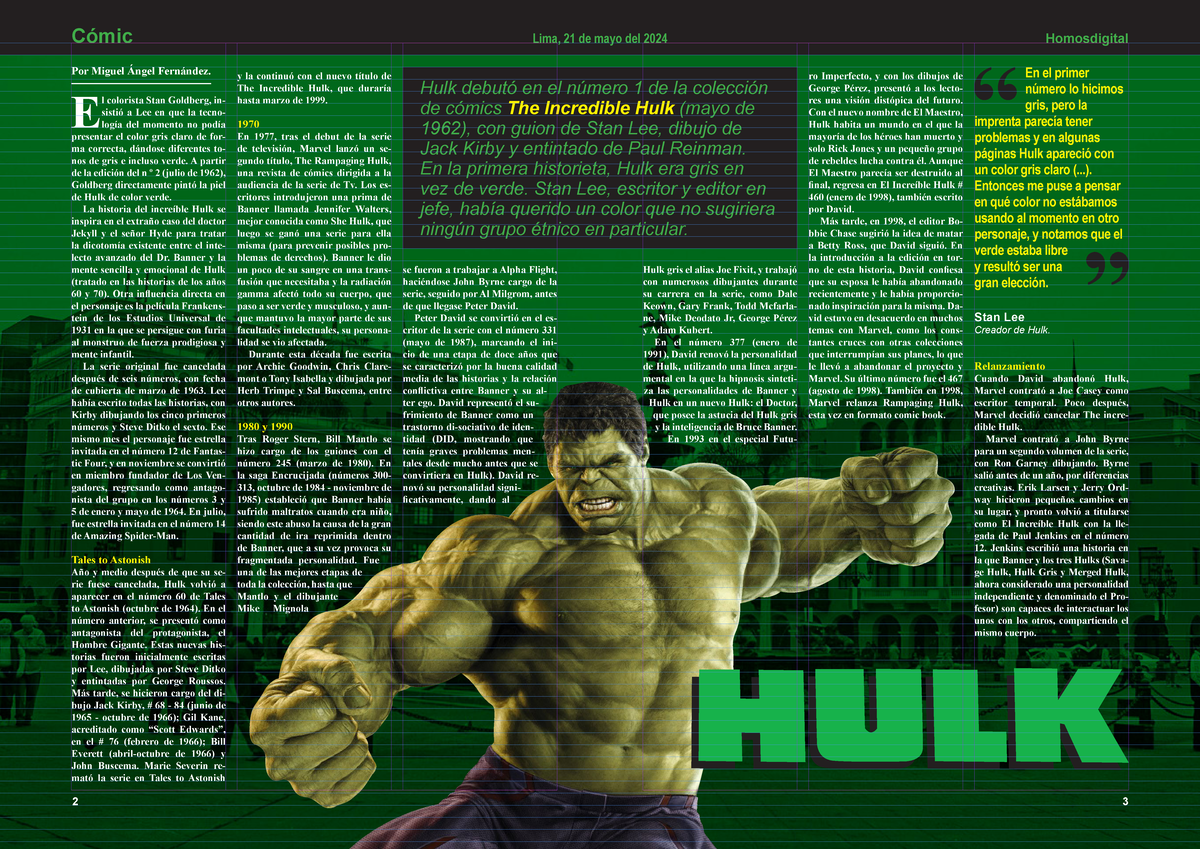 Modelo diagramación central de Hulk - Cómic Lima, 21 de mayo del 2024 Homosdigital 2 3 E l - Studocu