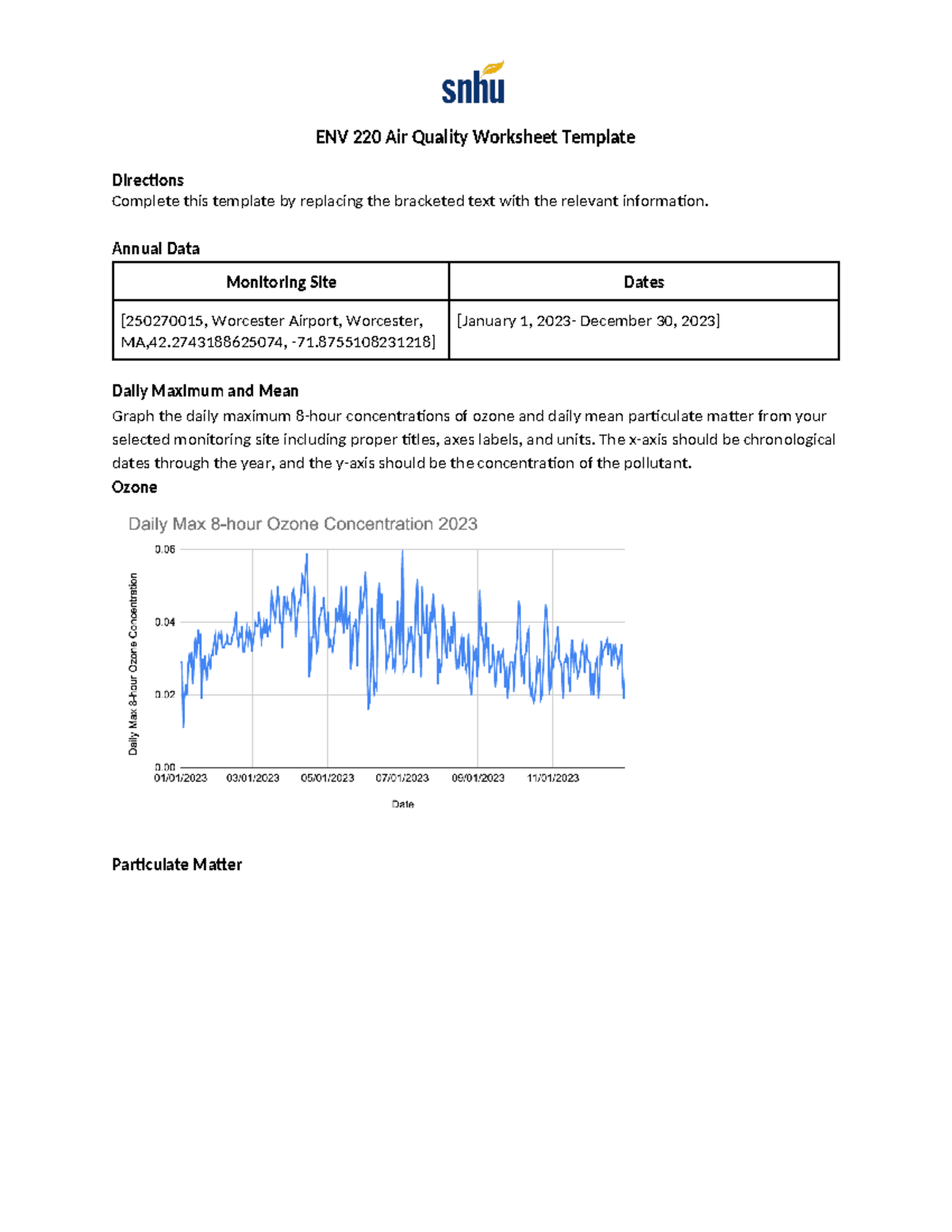 ENV 220 Air Quality Worksheet: Data Analysis & Interpretation - Studocu