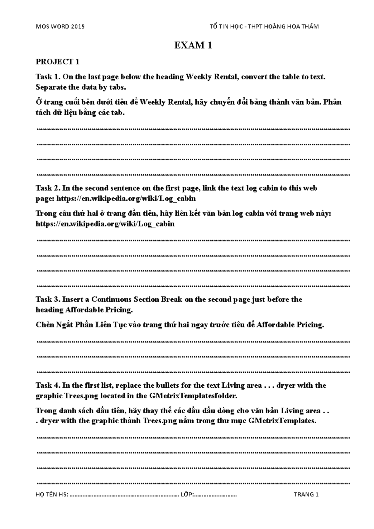 EXAM 1 - MOS WORD 2019 Project Tasks and Instructions - Studocu