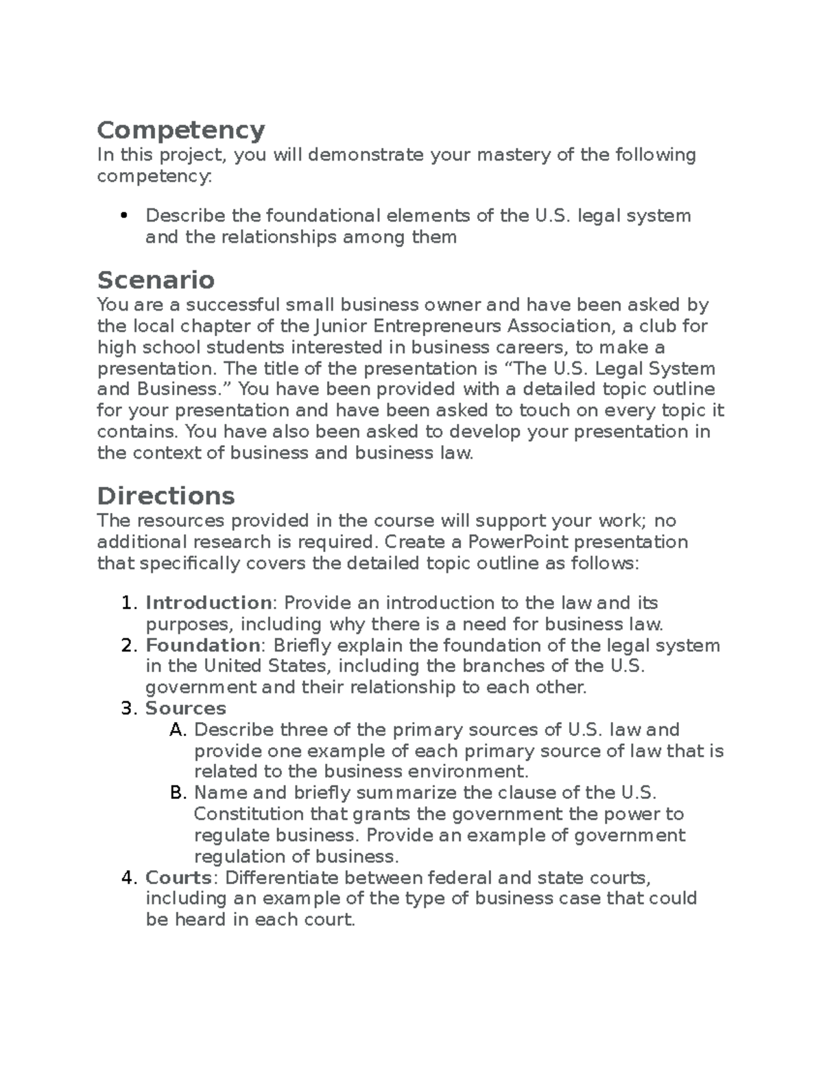 BUS206 Project 1: Understanding the U.S. Legal System for Business ...