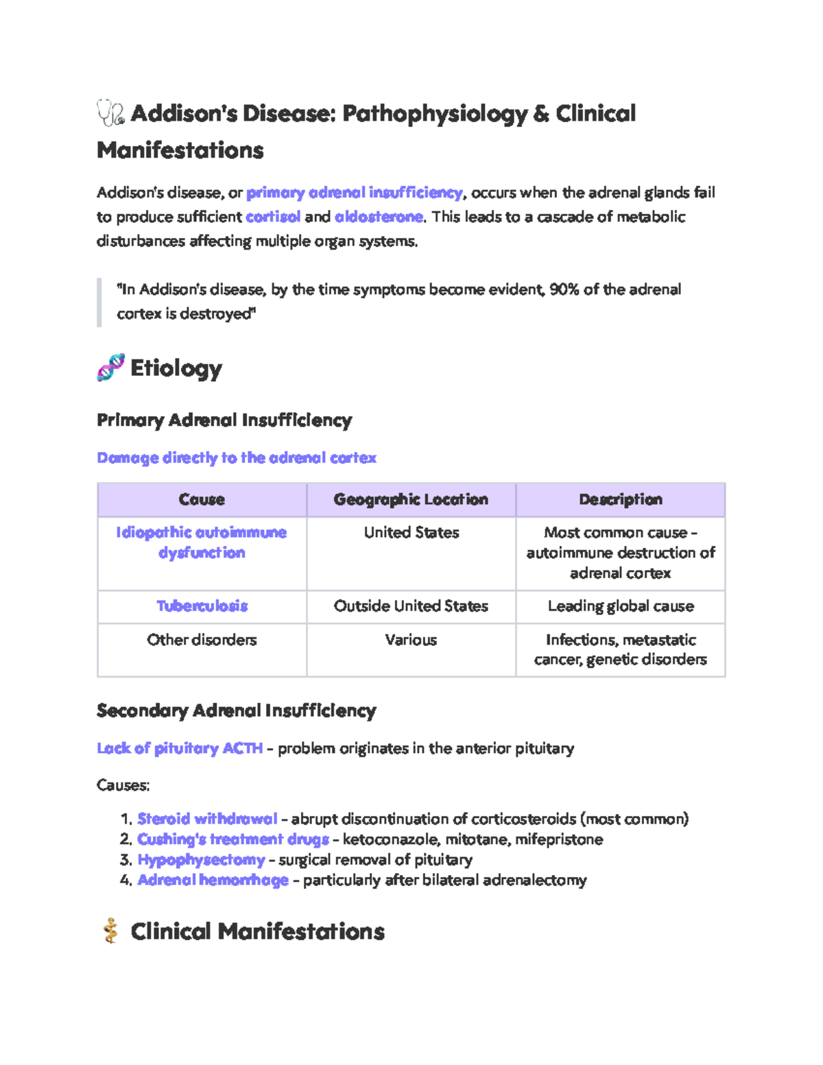 Addison's Disease: Pathophysiology, Symptoms & Emergency Protocols ...