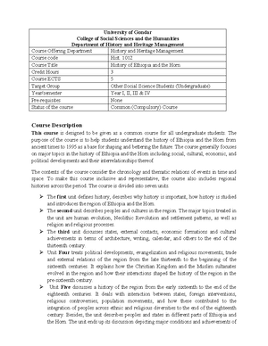 History Module (Revised) - MODULE HISTORY OF ETHIOPIA AND THE HORN (Hist. 102) FOR STUDENTS OF ...