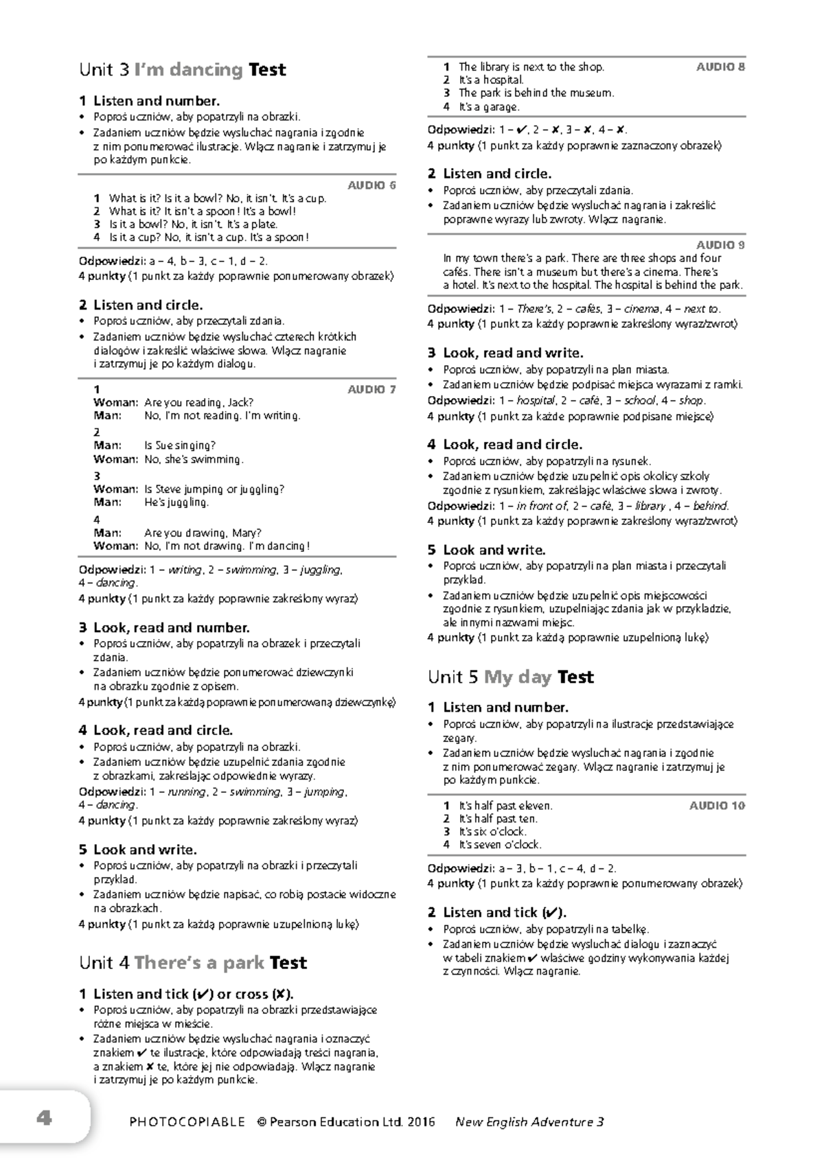 NEA 3 Unit 3 I'm Dancing Test - Przyroda Exam - Studocu