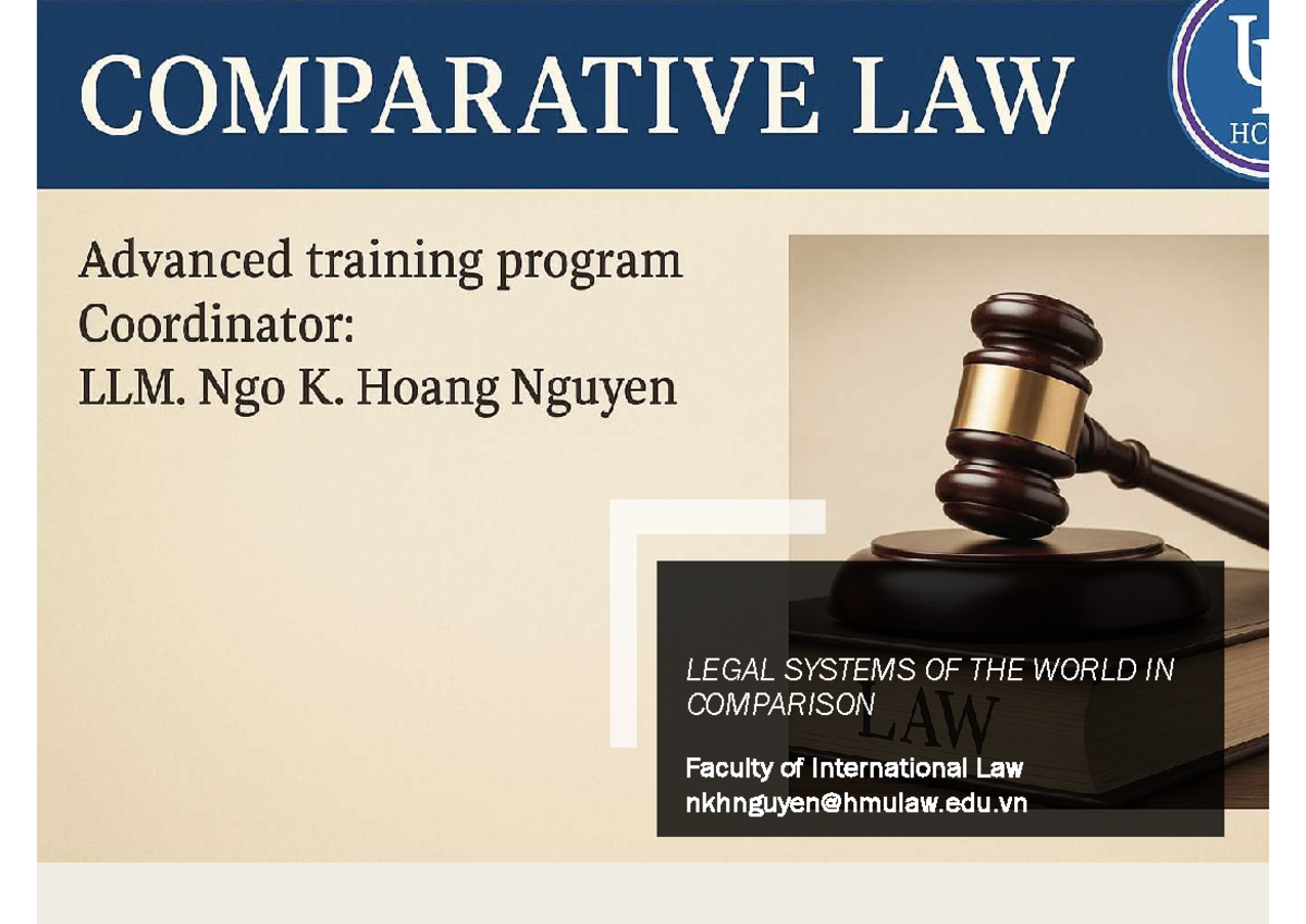 L1 - Overview of Comparative Law: Legal Systems in Context - Studocu