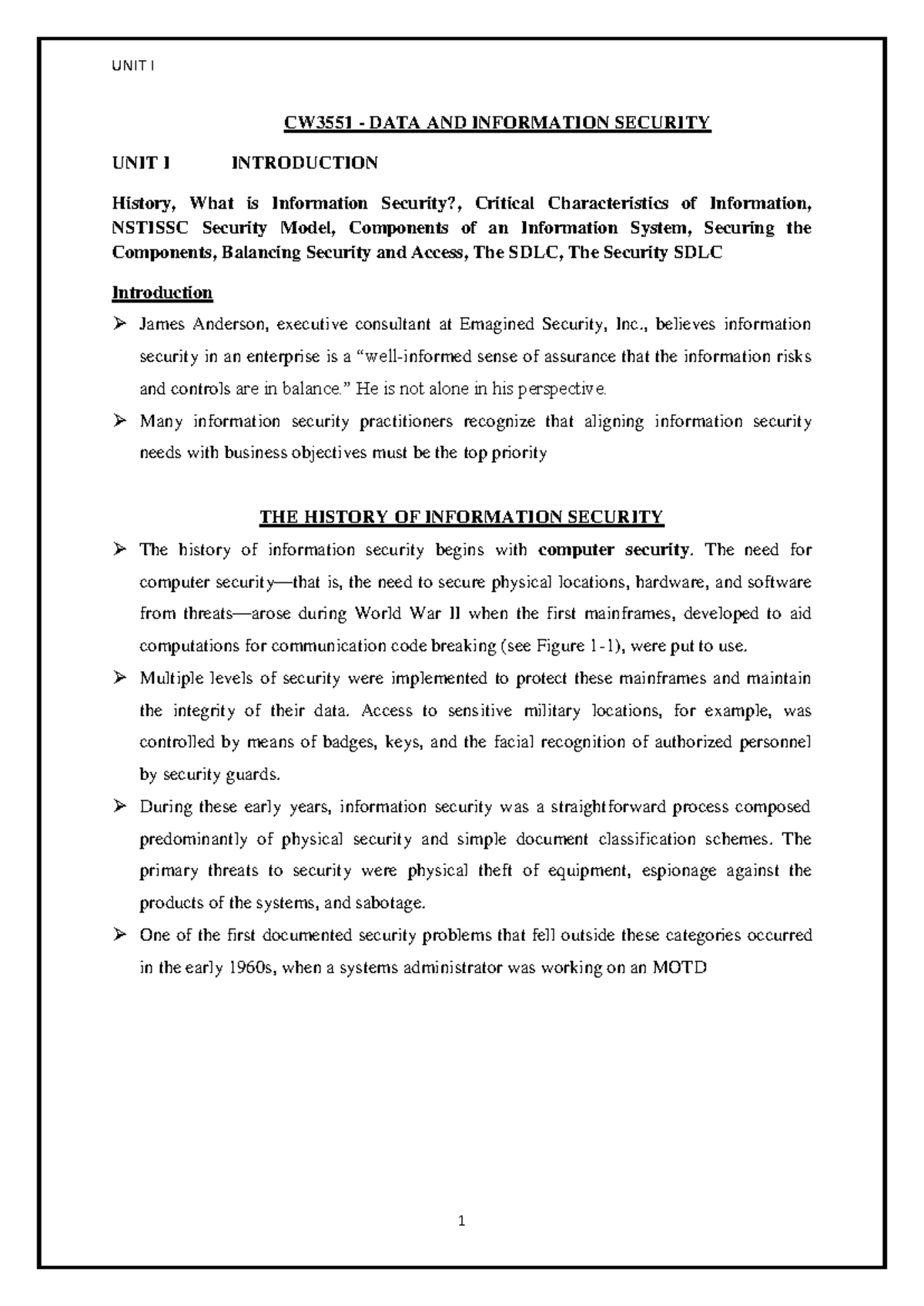 CW3551 Data and Information Security Notes: Key Concepts and Models ...