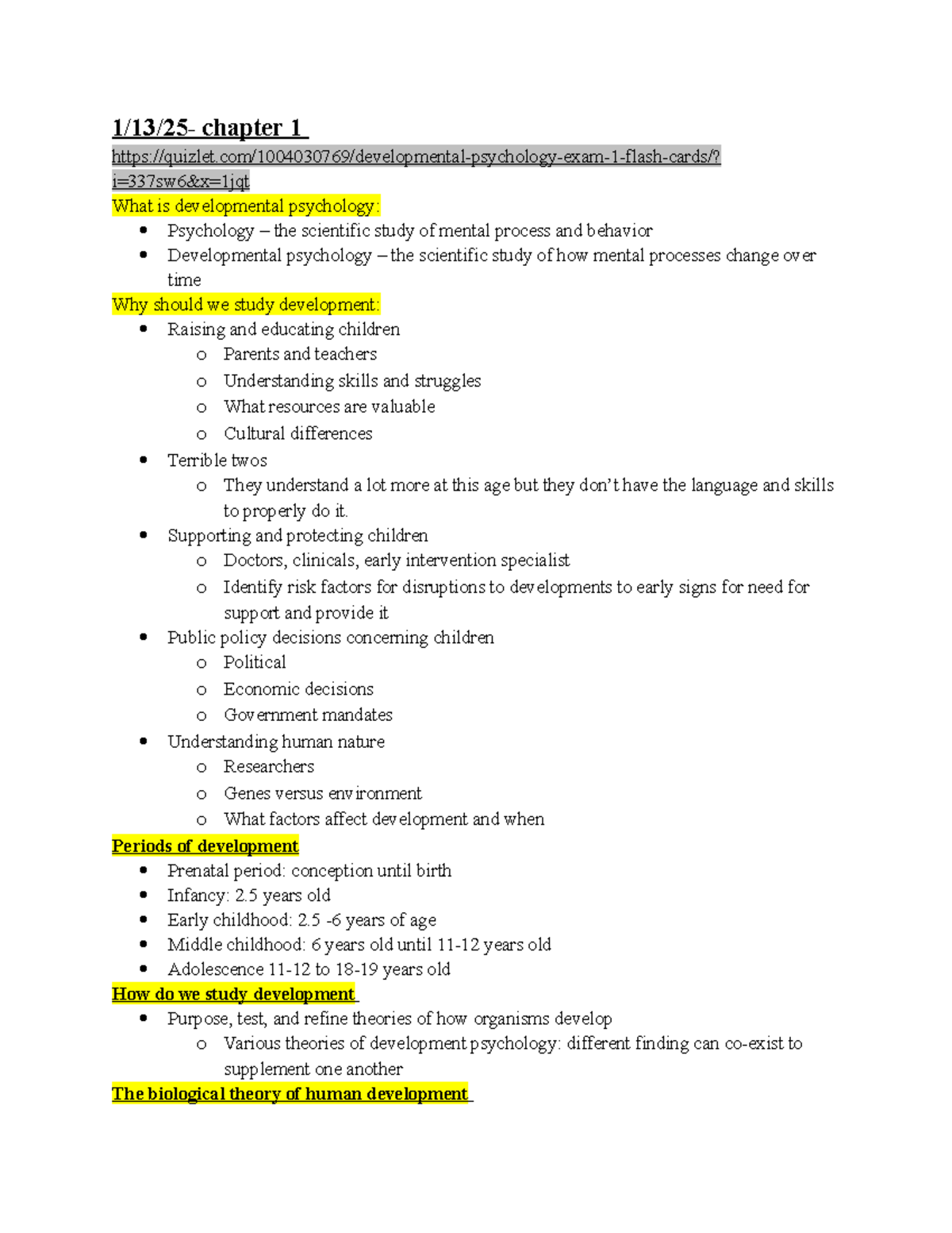 Developmental Psych Notes - 1/13/25- chapter 1 - Studocu