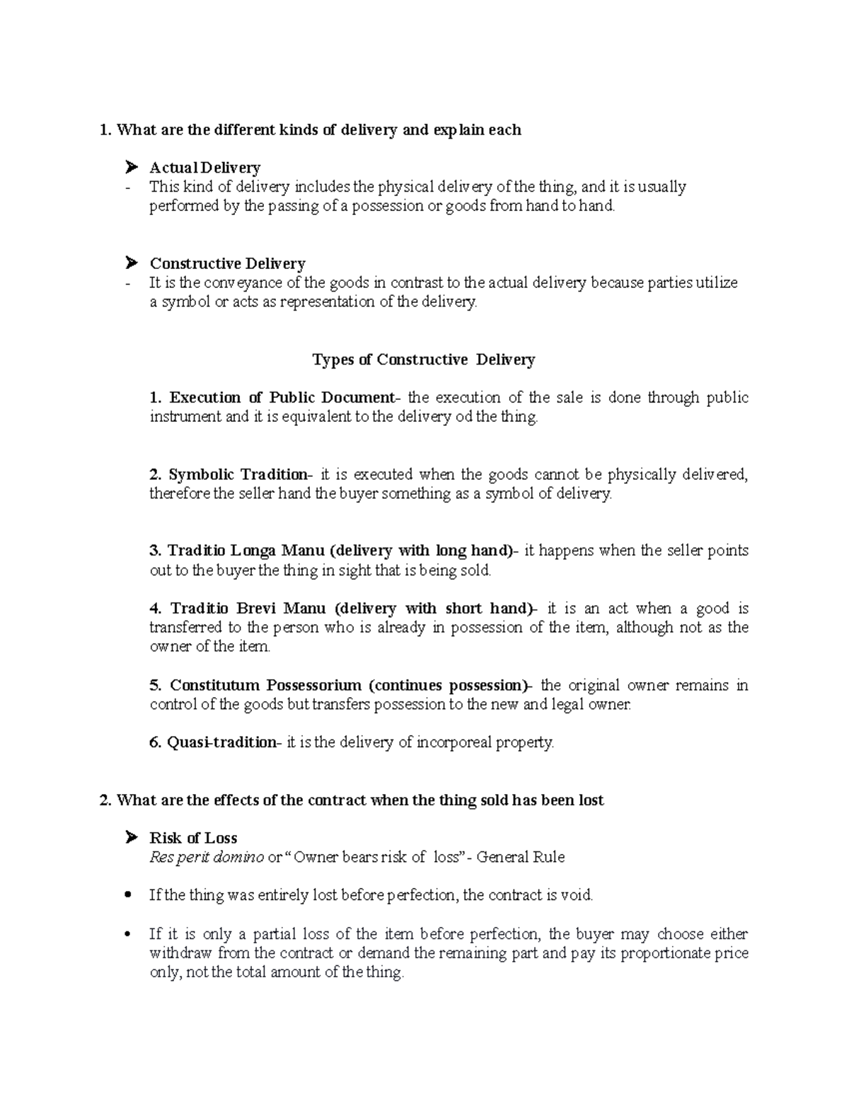 Delivery Types and Legal Implications: An Overview - Studocu