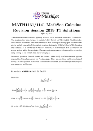 MATH1131 Nathan Yeung - Math 1A Assignment Pure Math Flavour - MATH1131 ASSIGNMENT 2024 T NATHAN ...