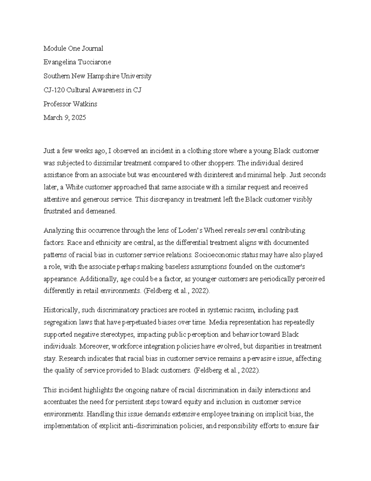 CJ-120 1-3 Module One Journal - Module One Journal Evangelina ...