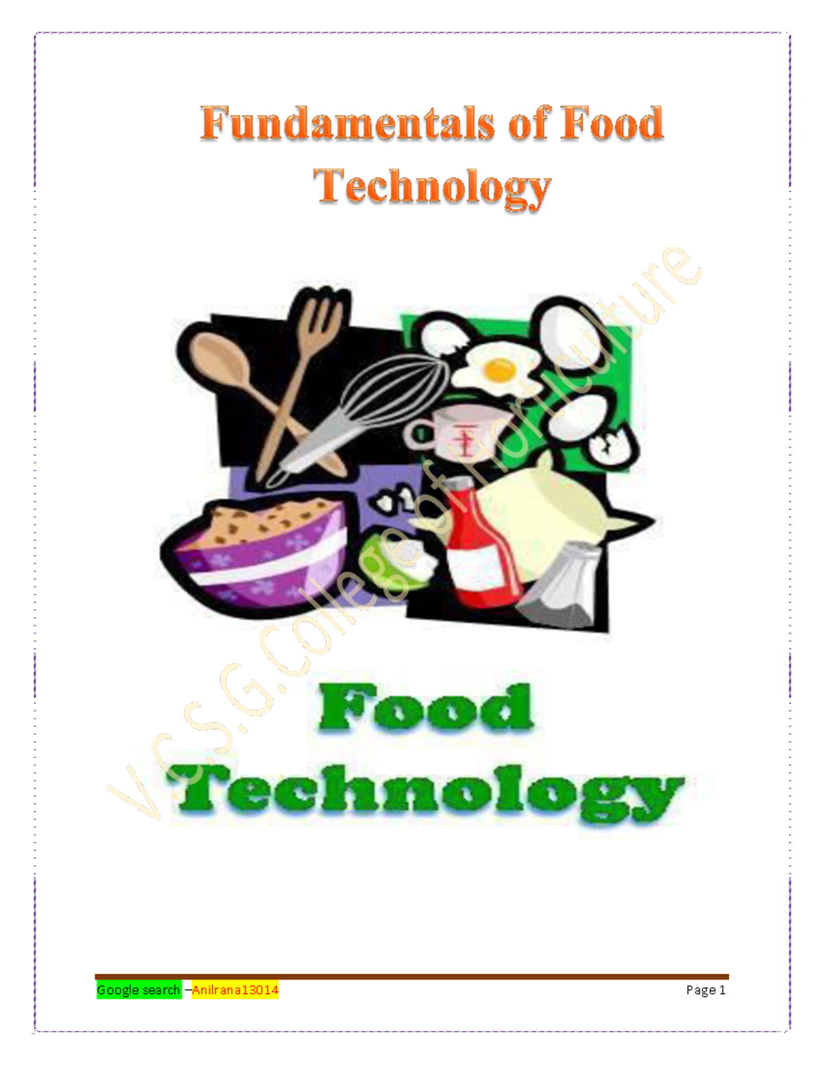 FOOD Science AND Processing - Theory Food and its function, physico ...