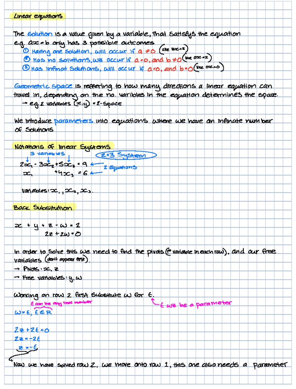 Linear Algebra Recap: Solutions, Matrices, and Systems (MATH 101) - Studocu