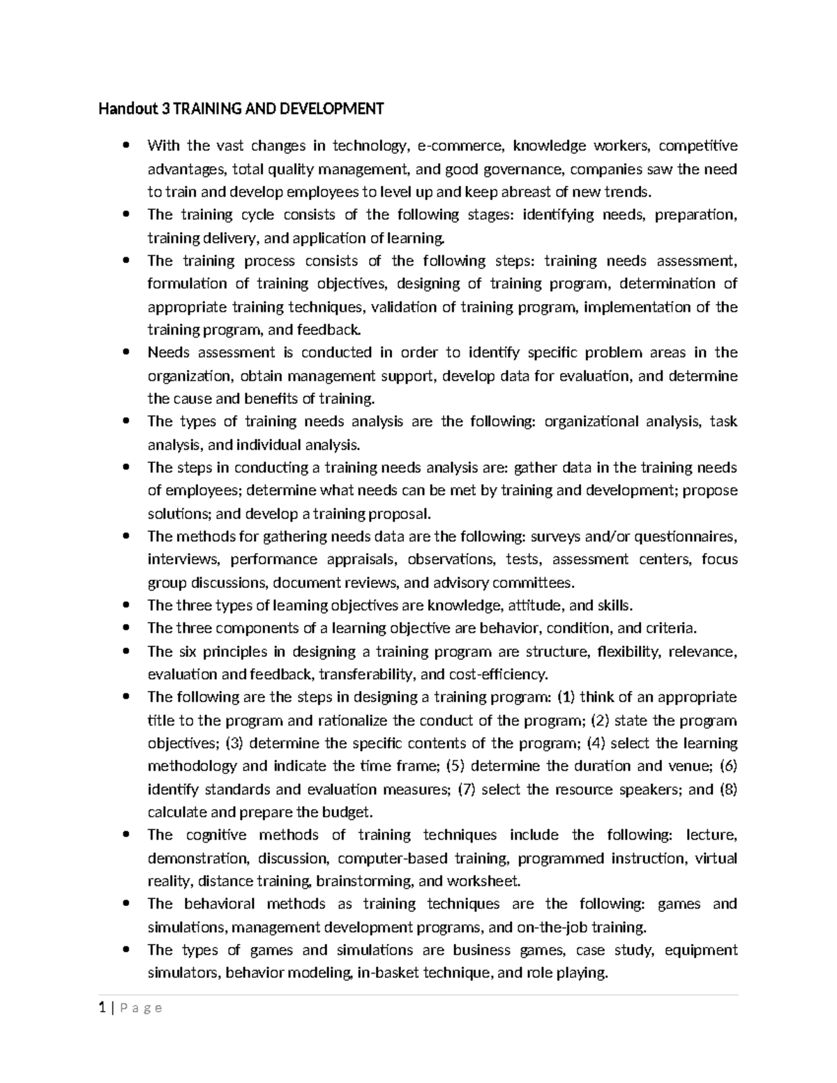 Handout 3: Training and Development Strategies for Modern Organizations ...