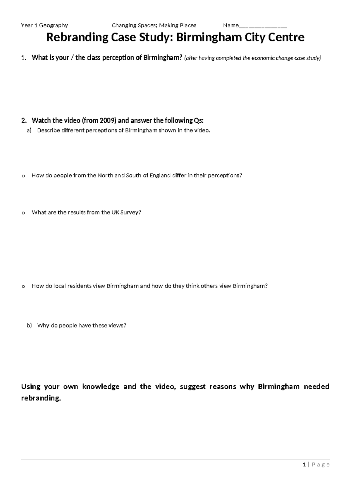 B25&26 Rebranding Case Study: Birmingham City Centre Overview - Studocu