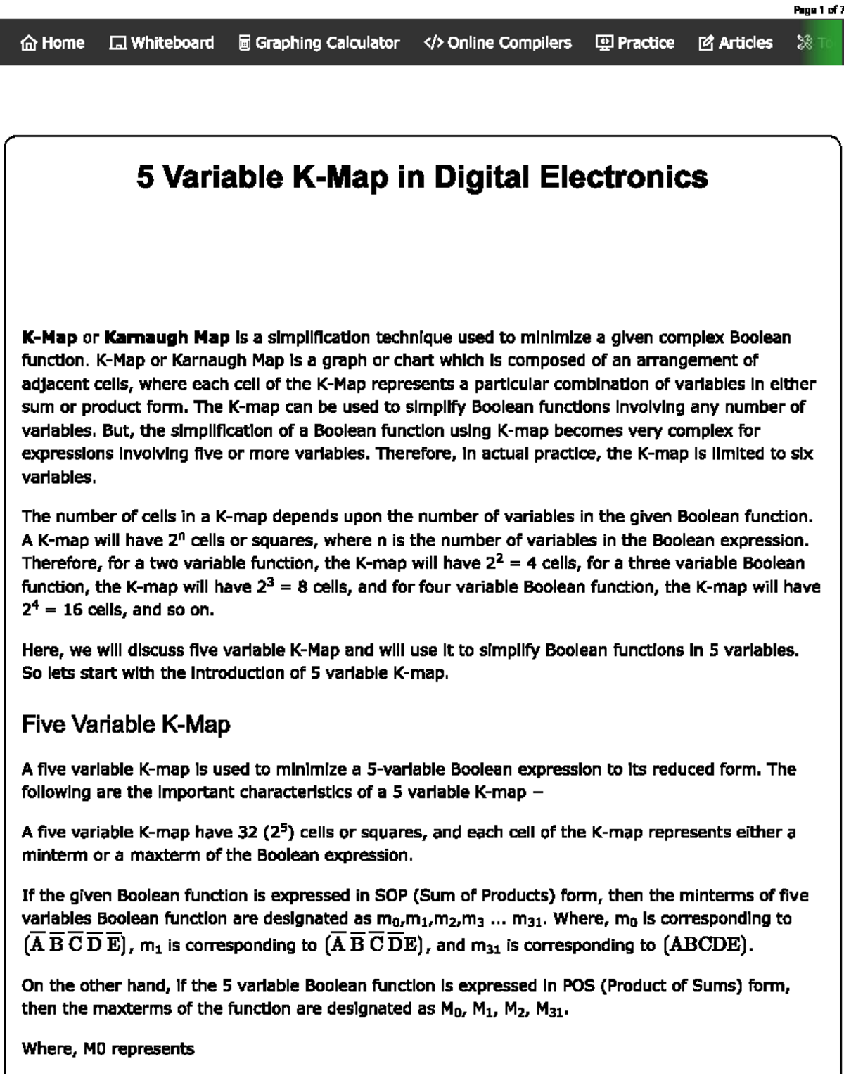5 Variable K-Map Simplification Techniques in Digital Electronics - Studocu