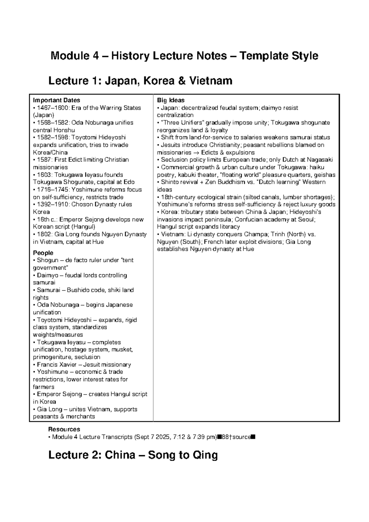 Module 4 Lecture Notes: Japan, Korea, & Vietnam Overview - Studocu