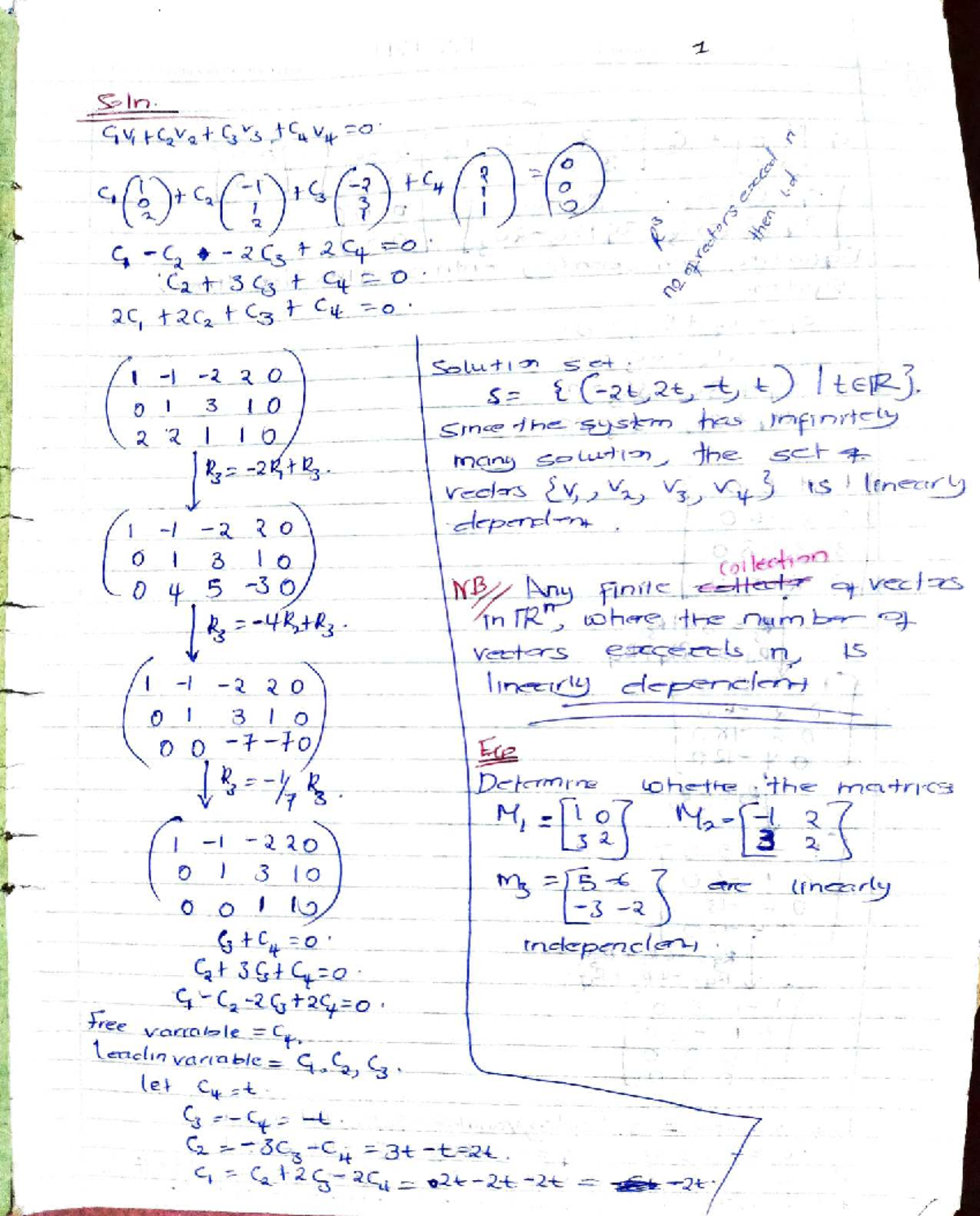 Linear Algebra Notes - GYEG 452 Final Exam Review - Studocu