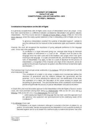 Bill of rights - Constitution Direct and indirect application Debate ...