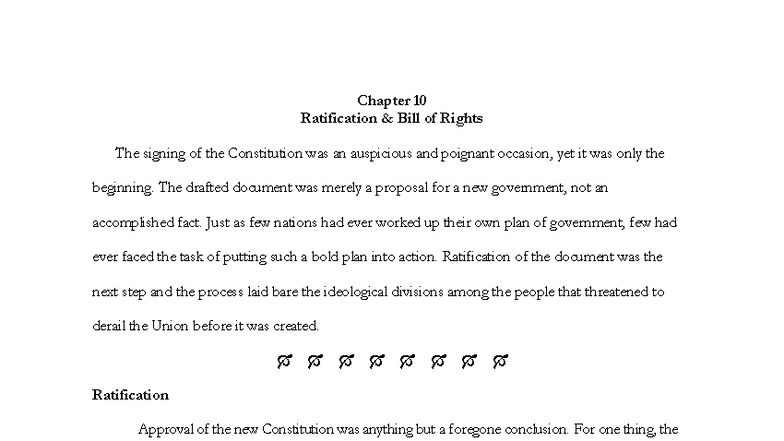 Ratification and the Bill of Rights: Chapter 10 Overview - Studocu