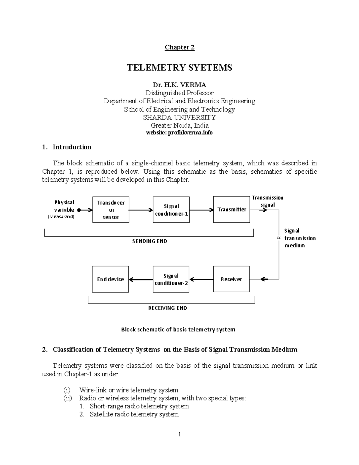 Telemetry Systems - Chapter 2 Overview and Classifications - Studocu