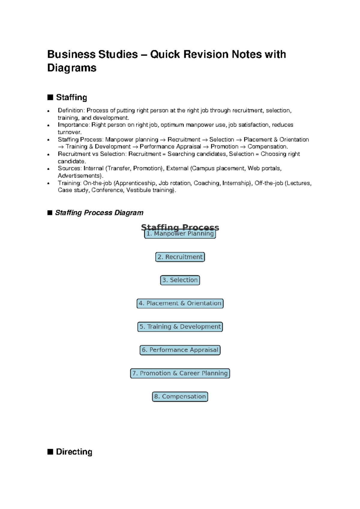 Business Studies BS101 Quick Revision Notes with Diagrams - Studocu