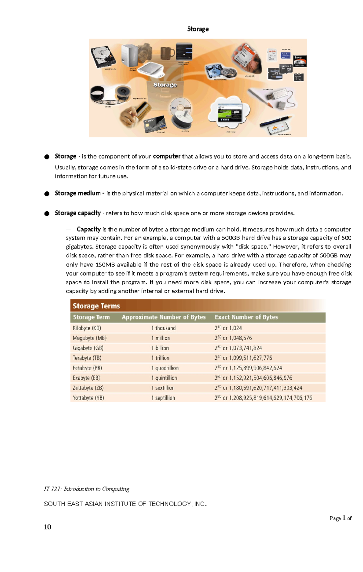IT 121: Week 7 - Understanding Computer Storage Systems - Studocu