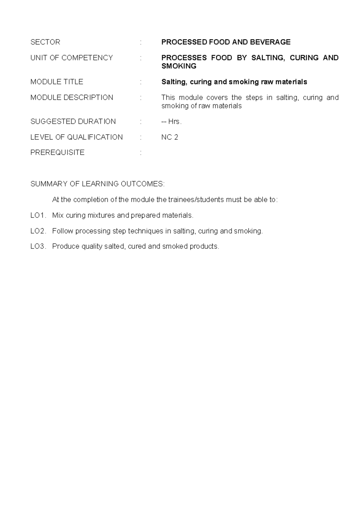 Module 4: Processes in Food Salting, Curing, and Smoking Techniques ...