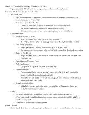 Apush Chapter 24 Notes - Chapter 24 - The Great Depression and the New ...