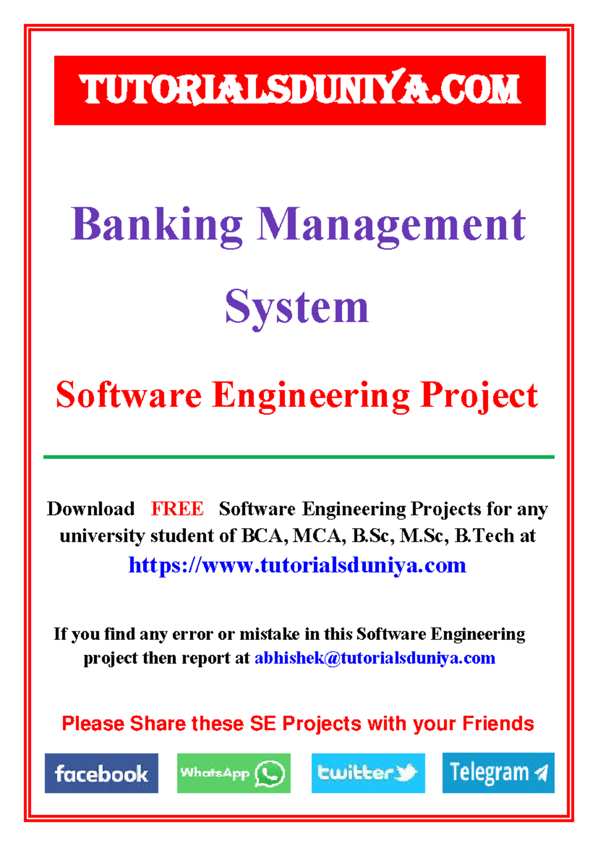 Banking Management System - Download FREE Software Engineering Projects ...