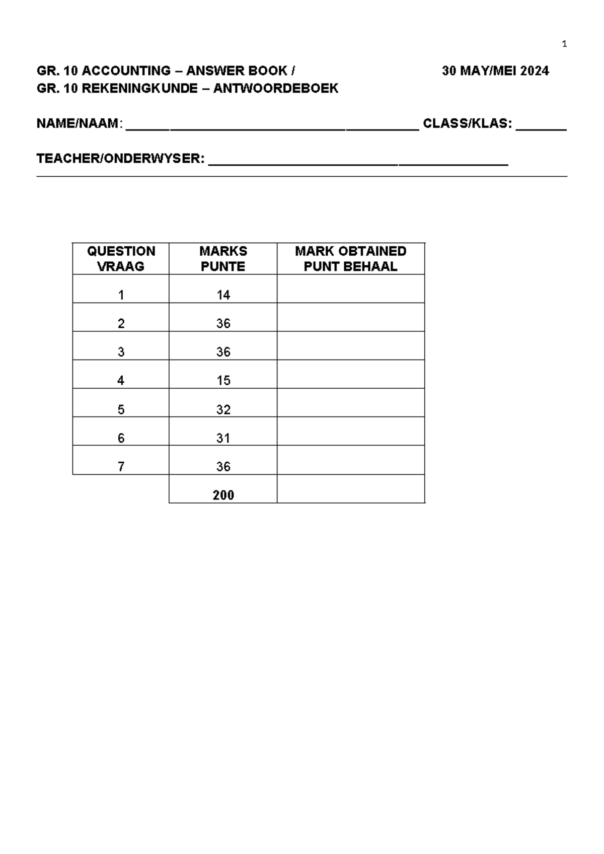 GR. 10 ACCOUNTING ANSWER BOOK - 30 MAY 2024 - Studocu