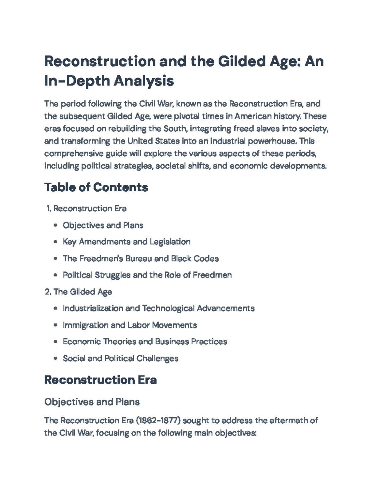 Reconstruction Era & Gilded Age (1865-1898): Key Developments & Impacts ...