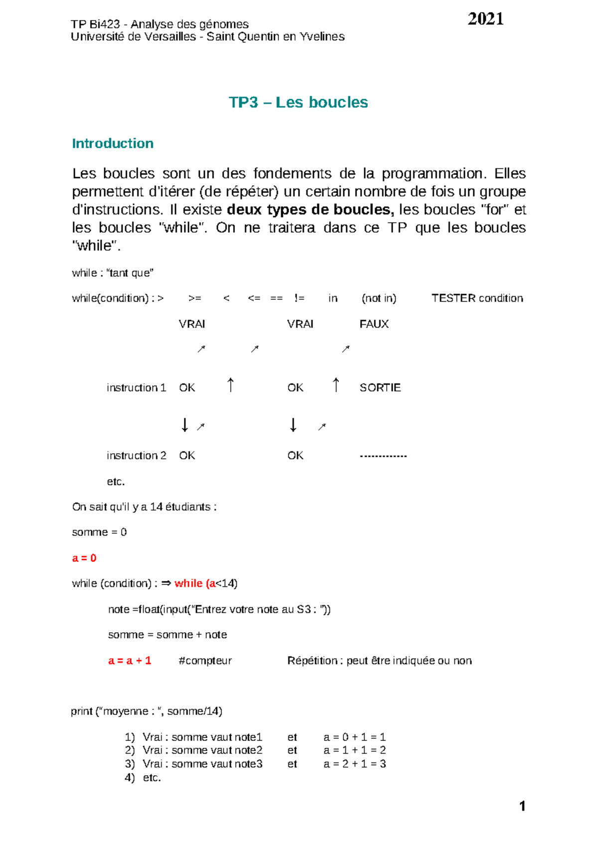 TP3 Python: Les Boucles et Exercices Pratiques (2020-2021) - Studocu