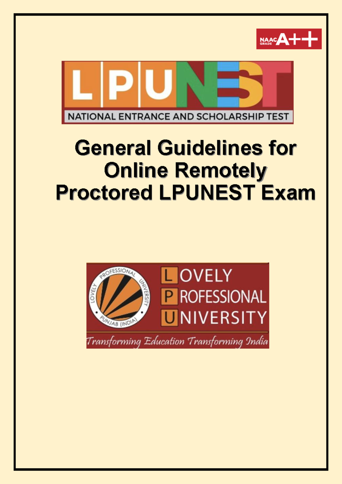 Guidelines for Online Remotely Proctored LPUNEST Exam - Studocu