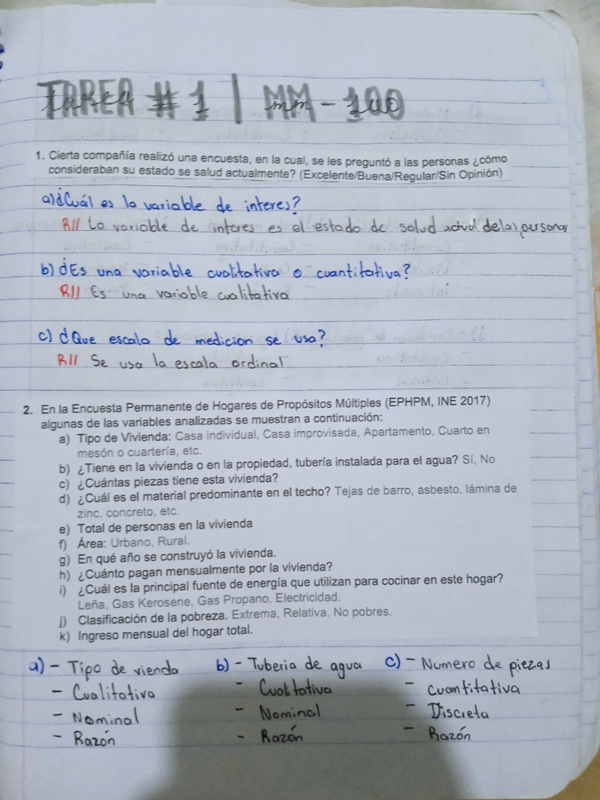 TAREA 1 MM 100: Análisis de Encuestas y Variables en Estadística Social ...