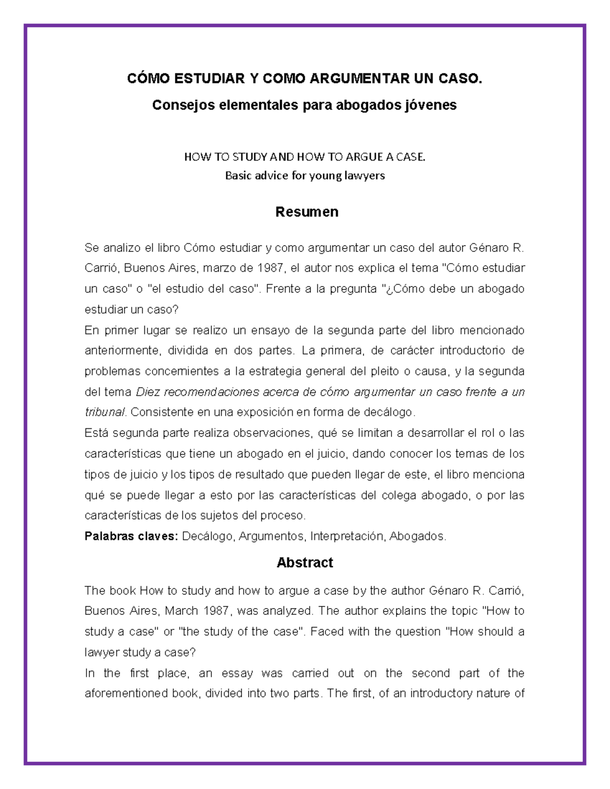 CÓMO ESTUDIAR Y ARGUMENTAR UN CASO: CONSEJOS PARA ABOGADOS JÓVENES ...
