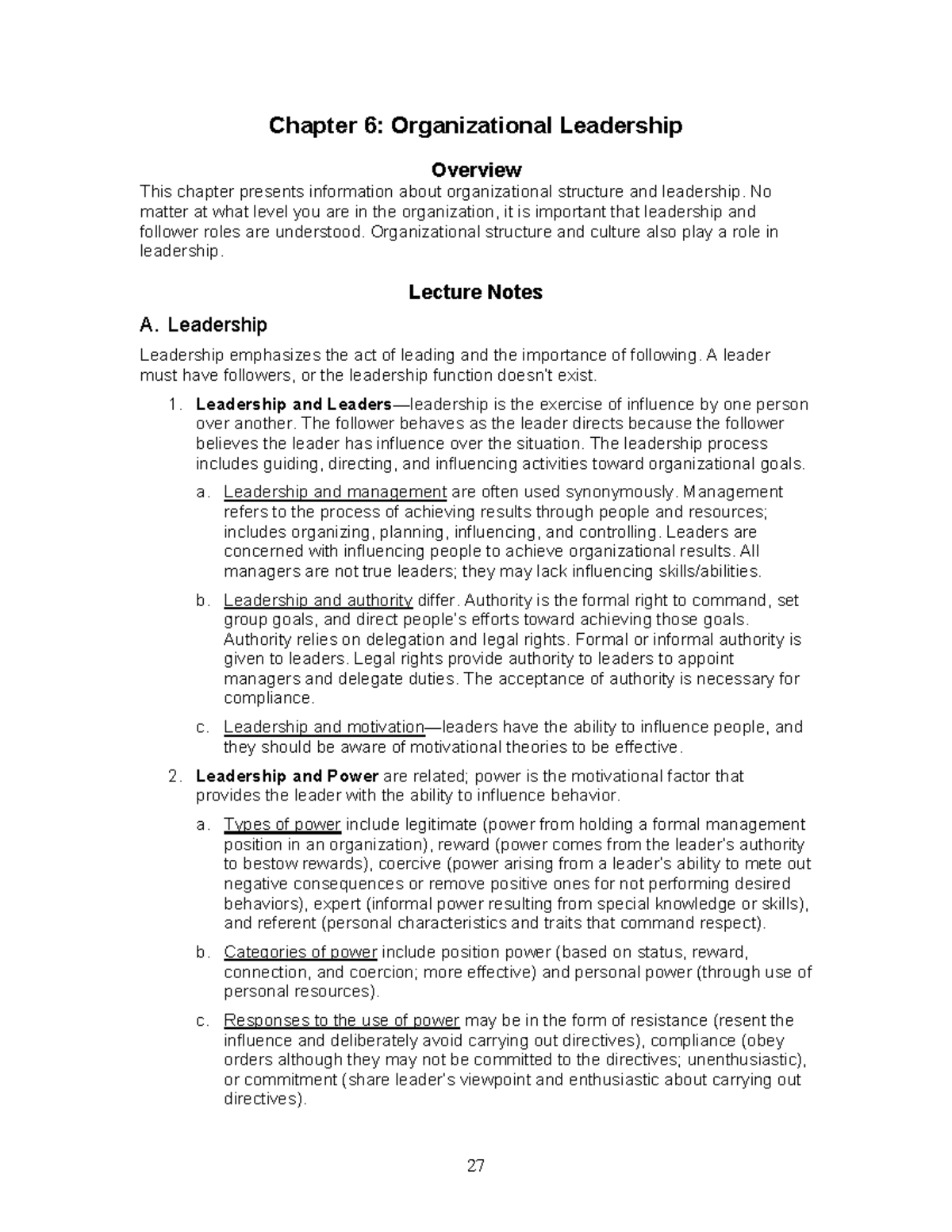 AOM 101: Chapter 6 - Overview of Organizational Leadership Concepts ...