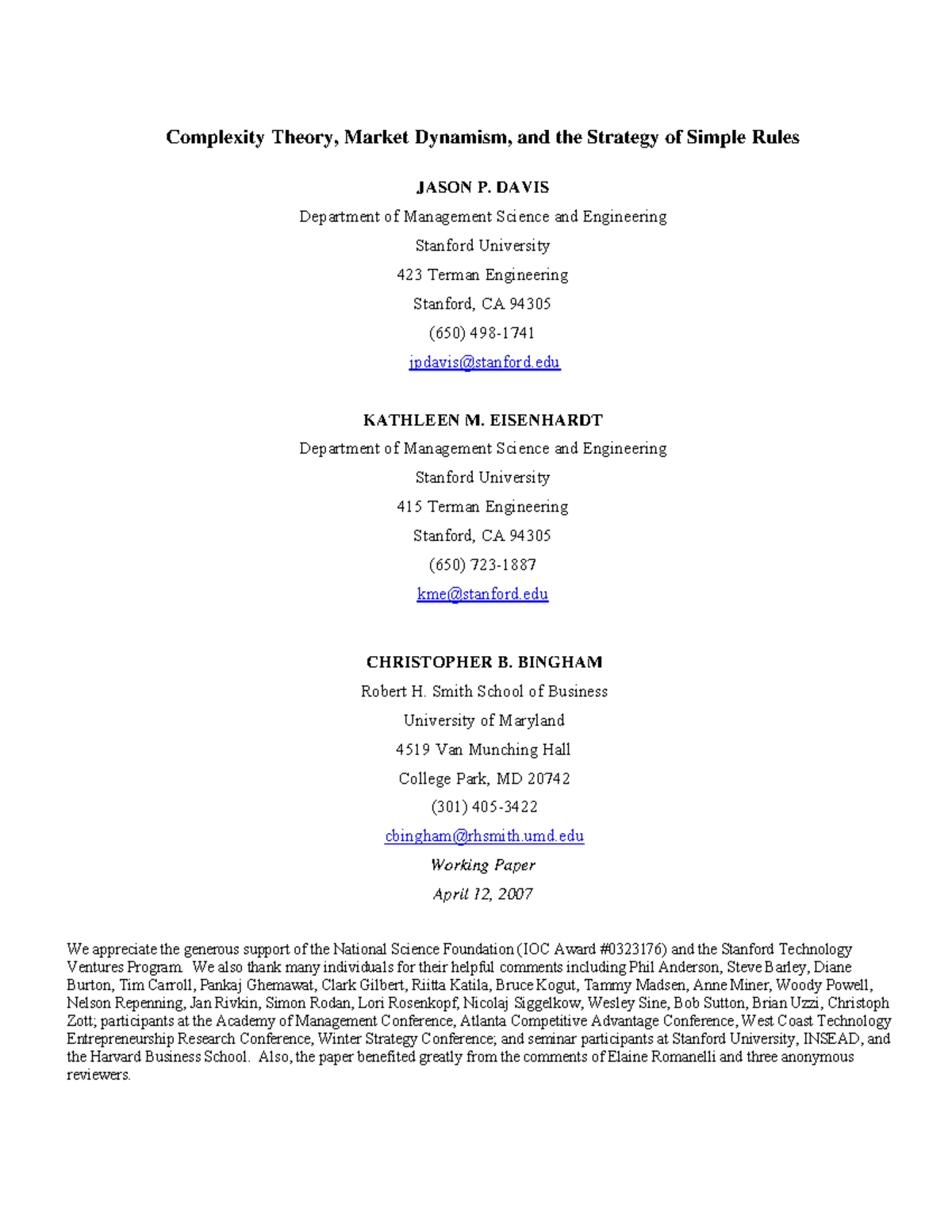 Complexity Theory and Simple Rules Strategy: Insights and Implications ...