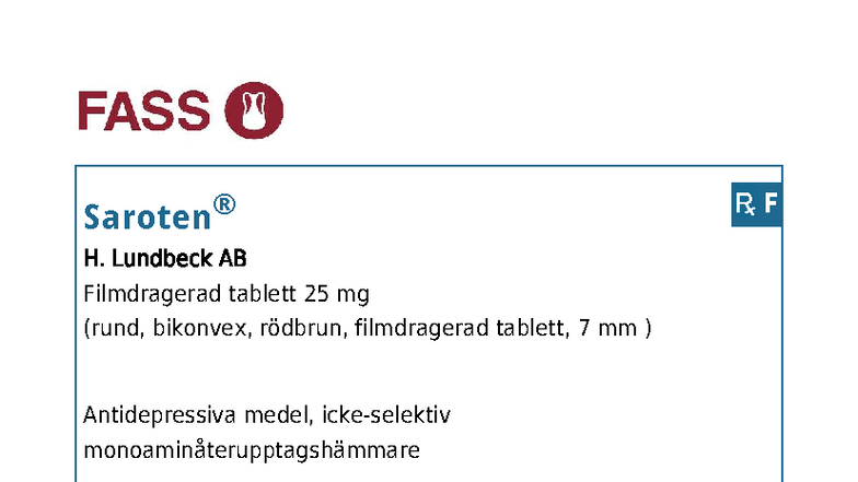 Fass & Läkemdeln - Texten nedan gäller för: Saroten® filmdragerad ...