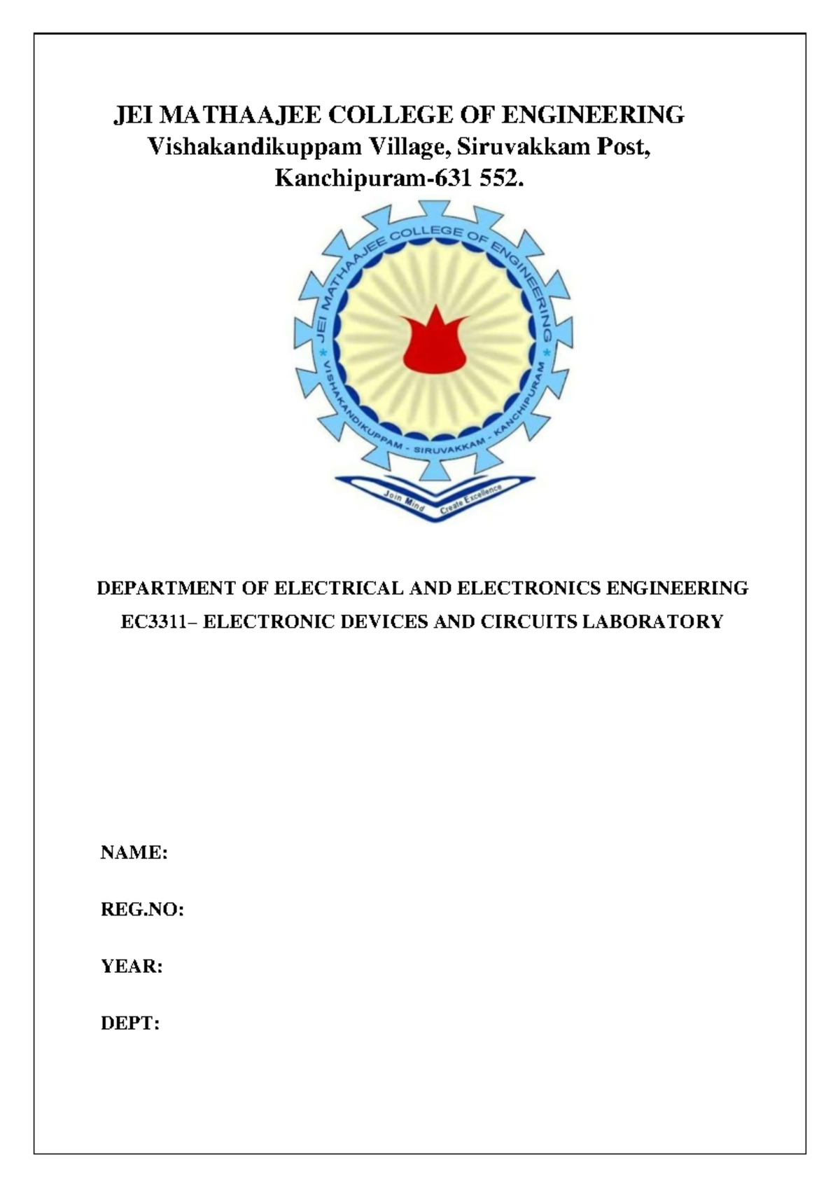 III EEE EC3311 EDC LAB Manual: Experiments & Procedures for Electronics - Studocu
