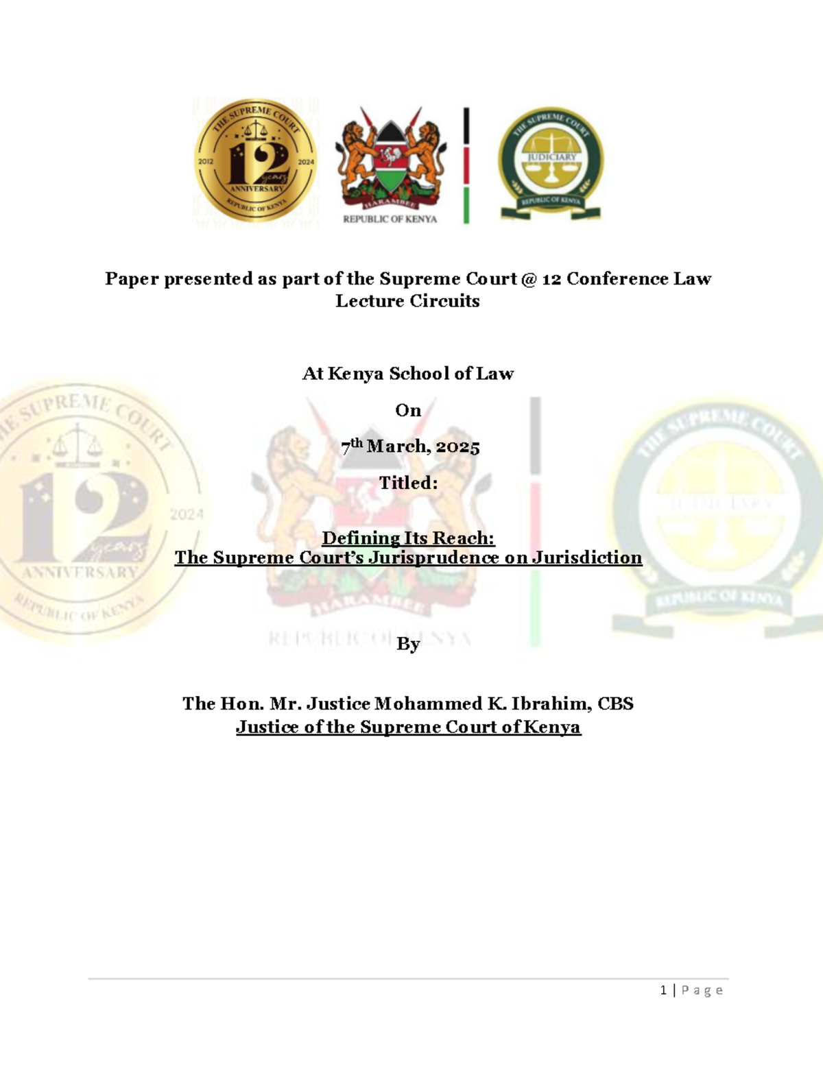 SC 12 Law Lecture: Defining the Supreme Court's Jurisprudence on ...