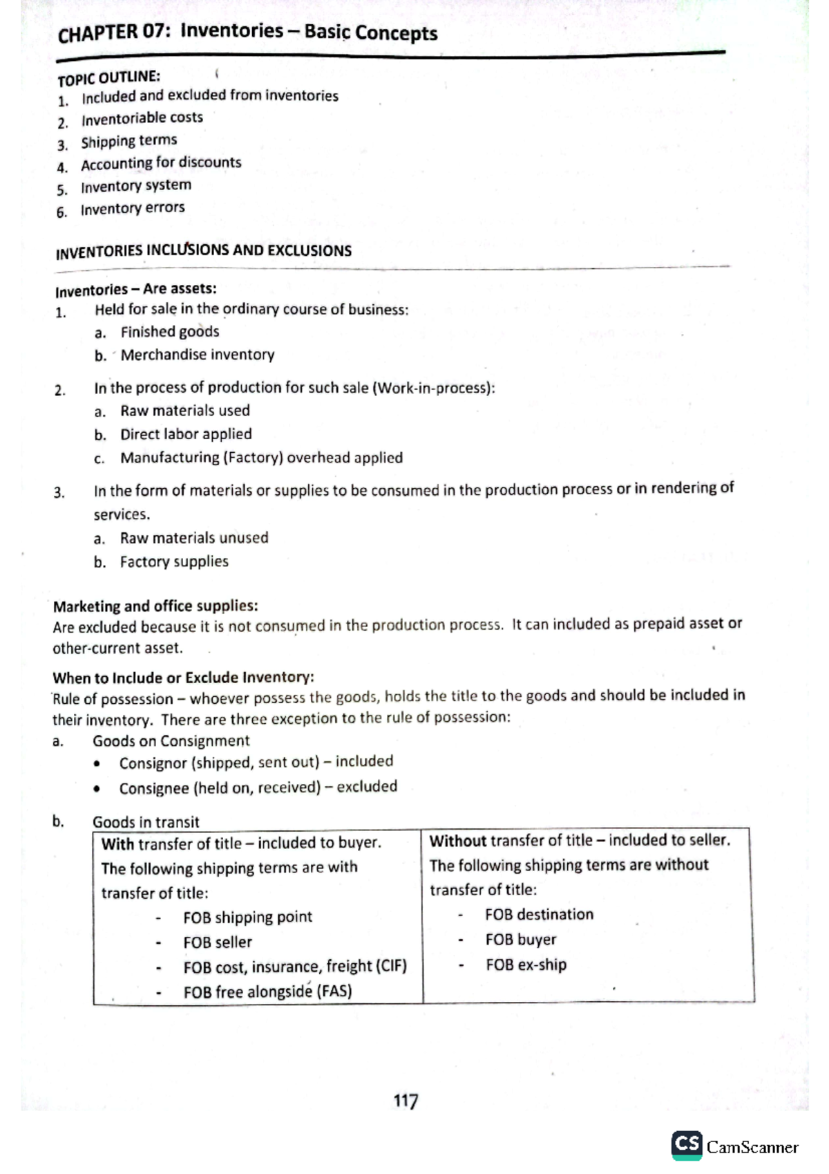 CH 07: Comprehensive Guide to Inventories and Accounting Concepts - Studocu