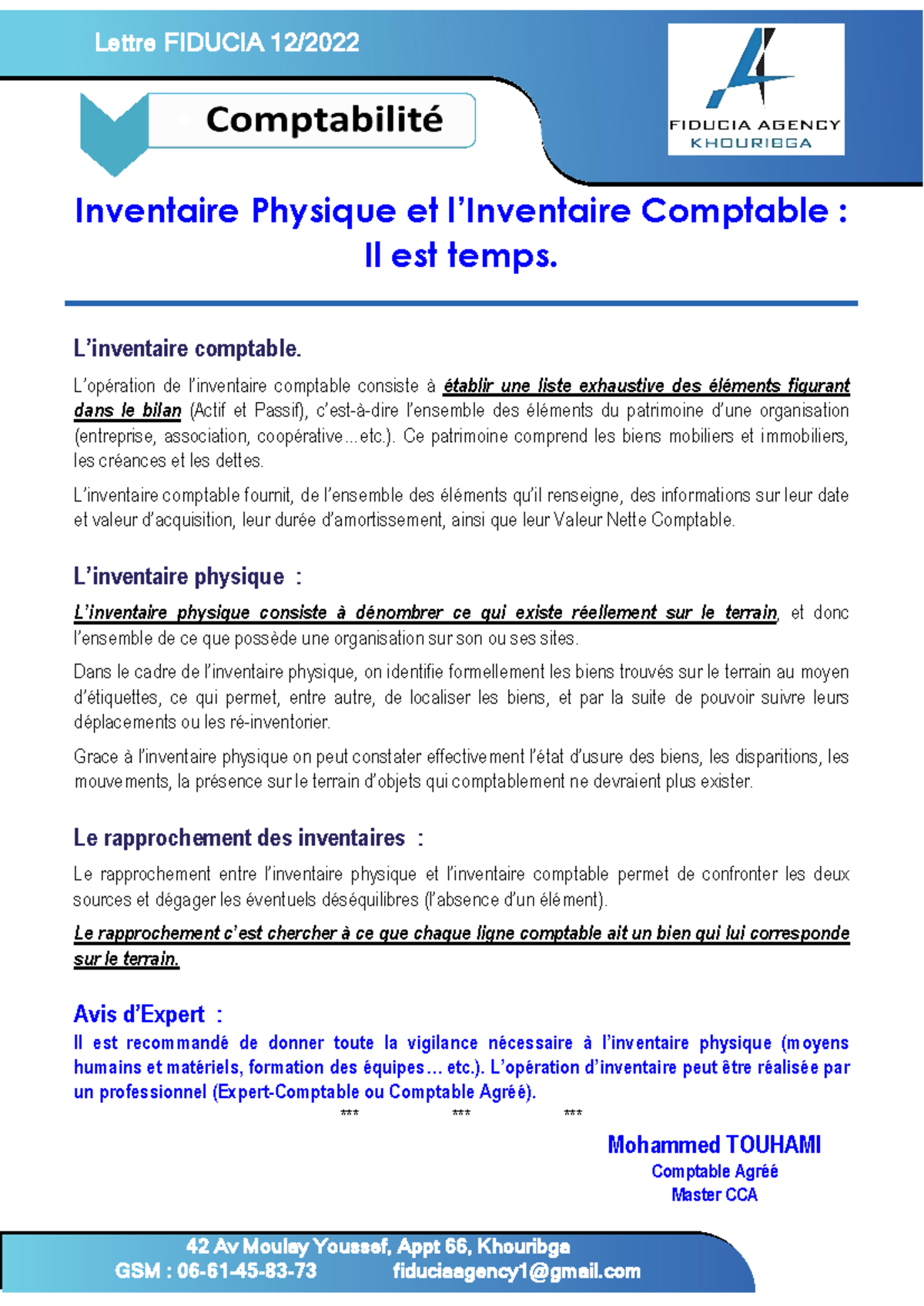 Inventaire Physique vs Comptable : Importance et Méthodologie - Studocu