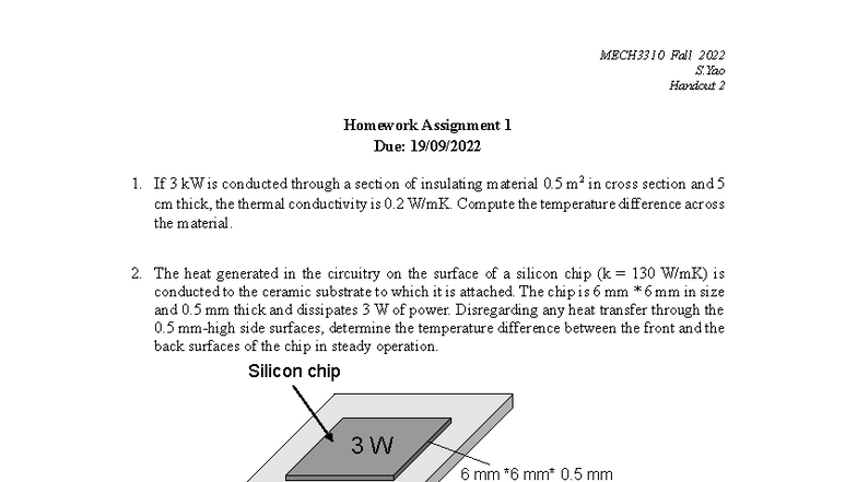 MECH3310 Fall 2022 Homework Assignment 1 - Thermal Conductivity ...
