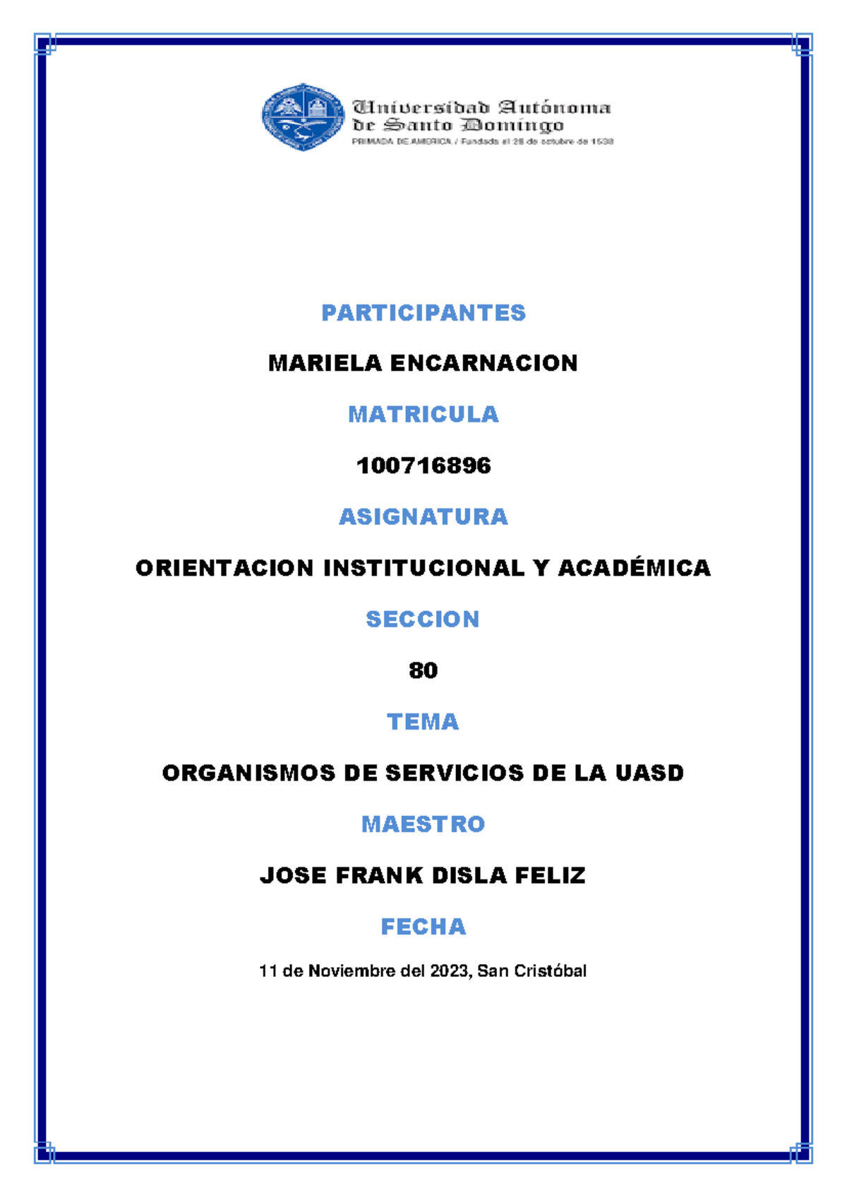 Capítulo VI: Organismos de Servicios en la UASD (ORIENTACION ...